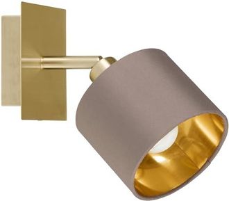 Eglo Wandlampe Valbiano, Deckenlampe, Wandleuchte aus Metall und Textil, Wohnzimmerlampe, Flurlampe in Messing-Gebürstet, Nickel-Matt, Cappuccino, Gold, Sp