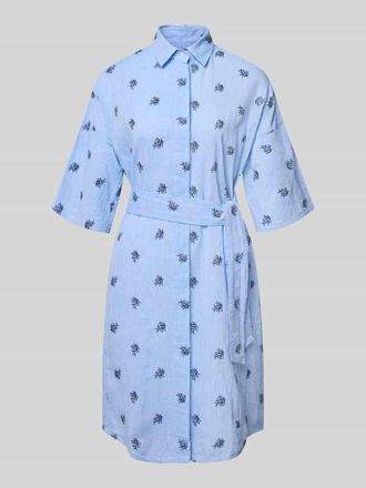 0039 Italy Knielanges Hemdblusenkleid mit Bindeg&uuml;rtel Modell DERBY