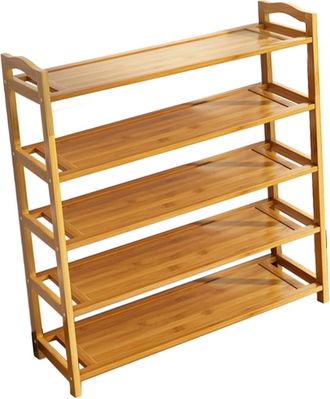 Aboofan Schuhregal aus Bambus 5-st&ouml;ckig mit Verst&auml;rktem Rahmen Schuhorganizer f&uuml;r Eingangsbereich Balkon Flur Multifunktionales Aufbewahrungsregal