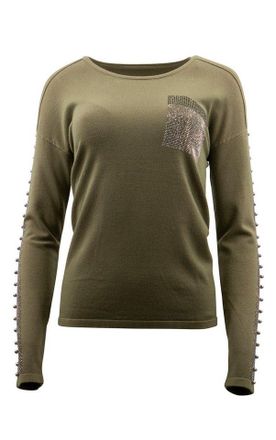 Passioni Strickpullover mit Strassdetails