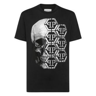 Philipp Plein Rundhals-T-Shirt Hexagon - - Tops - Herren - Schwarzk - 3XL