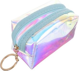 Hemoton Porte-monnaie Porte-cl&eacute;s Transparent et Holographique pour Petite Pochette Maquillage Multifonction pour &Eacute;tudiants et Jeunes Femmes