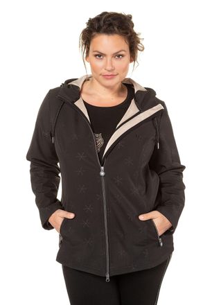 Ulla Popken Damen Softshelljacke Schneeflocke Mit Fell Jacke, Schwarz (Schwarz 10), 46-48