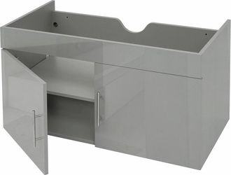Hhg jamais utilisé] Meuble sous-lavabo 242, meuble sous-lavabo Meuble de salle de bain, brillant 90cm, gris