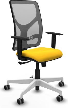 Piqueras y Crespo Computerrollstuhl mit 1D-Armen, h&ouml;henverstellbare Lendenwirbelst&uuml;tze, ausgestattet mit 3 Positionen und Schneideschaum, Grau/Gelb