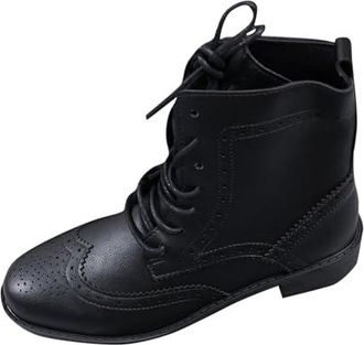Generic Bottines &agrave; lacets confortables et d&eacute;contract&eacute;es pour femme - &Eacute;l&eacute;gantes et d&eacute;contract&eacute;es - Polyvalentes - Talon bas - Chaussures de marche classiques, 