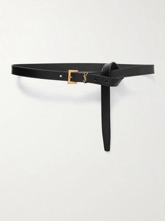 Saint Laurent Ceinture En Cuir À Noeud Et À Ornement Cassandre - Noir