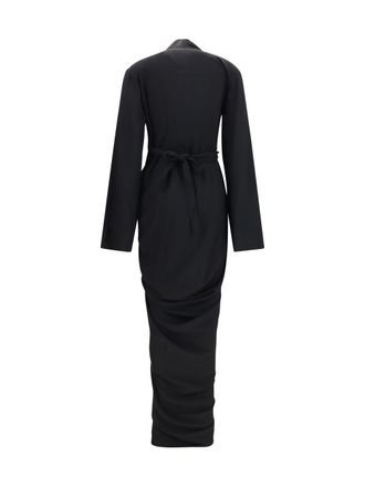 Rick Owens Womens Wrap Draped Long Dress Black Viscose; Acetate
