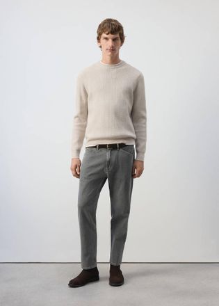 Mango Pull-over maille chevrons gris glac&eacute; - Homme - XXL - MANGO MAN