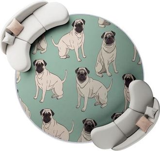 Generic Gris-Vert Tapis de Salon Rond 180 cm, Mignon Dessin Anim&eacute; Animaux Chiens Tapis Chambre Antid&eacute;rapant Lavable, Ne Perd Pas Ses Poils Moelleux Moquette p