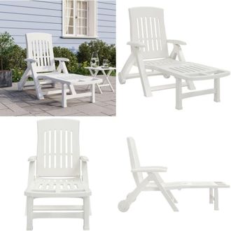 vidaXL Vidaxl - Klappliege mit Rollen Wei&szlig; pp - Sonnenliege - Gartenliege - Klappliege - Outdoor M&ouml;bel - Pool Accessoire - Home & Living