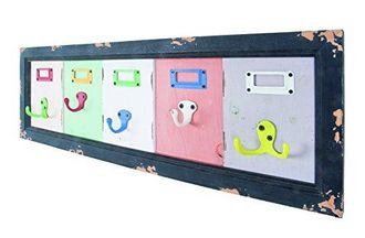 Haku M&ouml;bel garderobe Murale Multicolore, Vintage, Bois Massif, m&eacute;tal - Dim.: L 66 cm x H 21 cm x P 5 cm, Style: Industrial