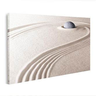 Islandburner Bild auf Leinwand Zen Stein Und Sand Garten Konzept F&uuml;r Entspannung Meditation Spiritualit&auml;t Reinheit Und Balance Felsen Und Linien Spa Wellness Hinte