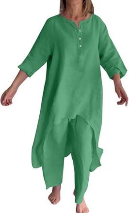 Generic Ensemble de salon pour femme - Imprim&eacute; confortable &agrave; manches longues - Pantalon long - Ensemble deux pi&egrave;ces - Surv&ecirc;tement en velours pour femme - Tenu