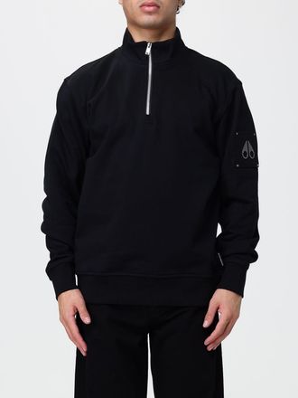 Moose Knuckles Baumwoll-Sweatshirt mit Stehkragen, halbem Rei&szlig;verschluss und Metall-Logo
