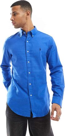 Polo Ralph Lauren Chemise en sergé brossé à logo emblématique - Bleu moyen chiné