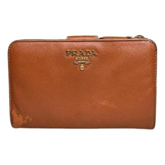 Prada Portefeuille en cuir vintage Pre-owned - Femme - Pre-owned - Orange - Taille: ONE Size