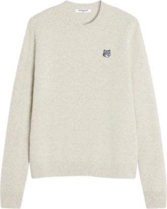 Maison Kitsun&eacute; Homme, Pulls, Beige, Taille: S Fox Head Milano Lambswool Jumper