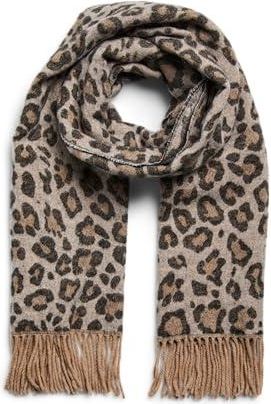 Pieces Pieces Femme Pcjira Wool Scarf Noos charpe, Naturel/AOP:LEO, Taille unique EU