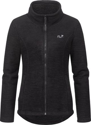 Ragwear Damen weiche Strickjacke &Uuml;bergangsjacke mit Teddy-Fleece und Stehkragen Liram Melange YOUMODO Black Gr. 5XL