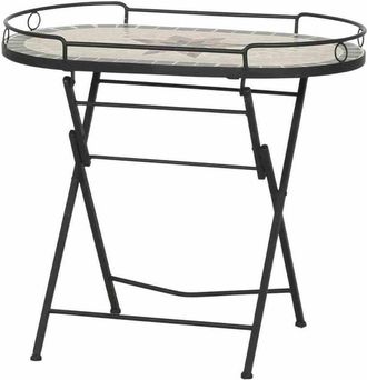 Siena Garden Stella Serviertisch Gestell Stahl schwarz matt, Fläche Keramik mehrfarbig, praktisch zusammenklappbar