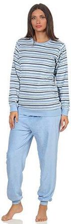 Normann Pyjama élégant en tissu éponge pour femme avec poignets à rayures - 291 201 13 572, bleu clair, Large