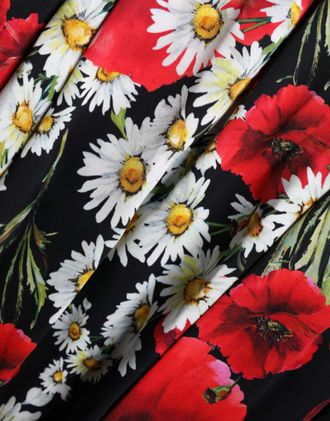 Dolce & Gabbana Floral Silk A-Line Dress - Black