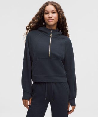 lululemon Sweat &agrave; capuche Scuba Oversized demi-zipp&eacute; pour Femmes - Gold/Bleu - Taille XL/2XL