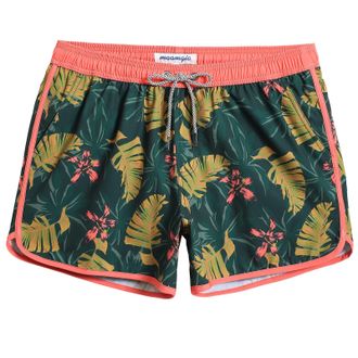 Maamgic Herren Badeshorts Vintage Retro Boardshorts 4 Way Stretch Schnelltrocknend mit Mesh-Futter und Verstellbarem Tunnelzug MEHRWEG,New Rote Blumen Gr&uuml;n 4.