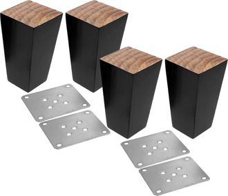 Artibetter COHEALI 4 Quadratische Sofabeine aus Massivholz 10cm Holzf&uuml;&szlig;e f&uuml;r Kommoden St&uuml;hle Sofas und Tische mit Bodenschonenden Gleitern Ersatzm&ouml;belbeine f&uuml;r S