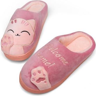 Mishansha Pantoufles Hiver Femme Peluche Chaudes Chaussons Coton Doublure Lavable Lovely Accueil Int&eacute;rieure Slippers Rouge 39/40 EU (Taille Fabricant: 40/41)