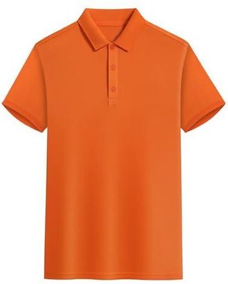 Generic 2025 Polo d&eacute;t&eacute; d&eacute;contract&eacute; &agrave; manches courtes pour homme en polyester &eacute;lasthanne, Orange, 3XL