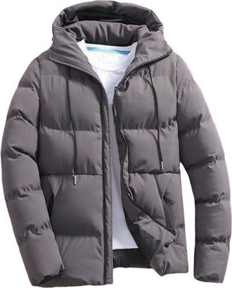 Generic Veste en coton pour homme, l&eacute;g&egrave;re, chaude, coupe-vent, avec poches zipp&eacute;es, coupe ample, manteau chaud &eacute;pais &agrave; capuche, gris, XXL