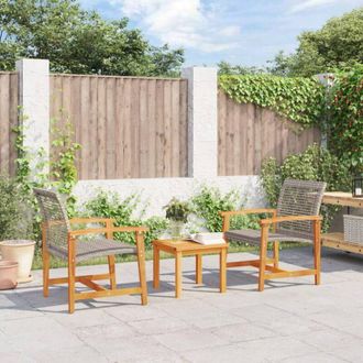 vidaXL Chaises de jardin lot de 2 gris r&eacute;sine tress&eacute;e et bois dacacia