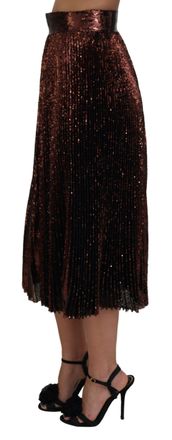 Dolce & Gabbana Womens Bronze Sequined High Waist A-Line Maxi Skirt Nylon