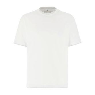 Brunello Cucinelli Homme, Tops, Blanc, Taille: XL T-Shirt &agrave; Effet Superpos&eacute;