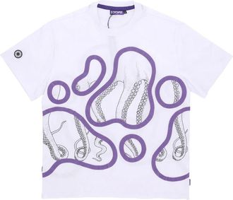 Octopus Wei&szlig;es Tee Kurzarm - - Tops - Herren - Wei&szlig; - L