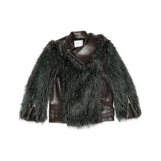 sacai Braune Panelled Lederjacke mit Rei&szlig;verschluss - - Jackets - Damen - Gr&uuml;n - 2XS