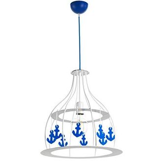 Onli Hängelampe aus Metall mit blauem Ancore aus Kunststoff, weiß