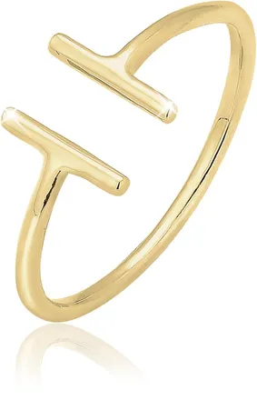 Elli PREMIUM Ring Damen Geo Statement Offen Stab in 375 Gelbgold
