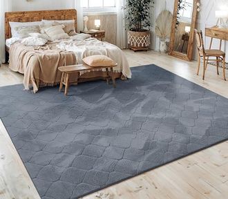 Paco Home Tapis Salon Chambre Adulte Poils Ras Motif Scandinave Motif Boho Motif Geometrique, Dimension:60x100 cm, Couleur:Anthracite 3