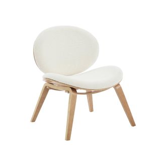 Sweeek Relaxsessel mit gebogenem Holz, Eichenlook-Furnier und strukturiertem Bouclé-Bezug - Ines