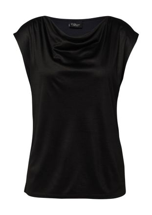s.Oliver &Auml;rmelloses Shirt aus Viskose mit Wasserfall-Ausschnitt