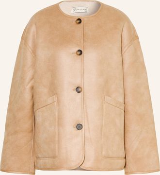Grace & Mila Grace & Mila Jacke Arwen In Lederoptik Zum Wenden beige