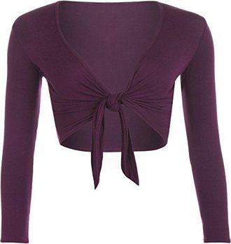 WearAll Cardigan à Manches Longues avec Un Noeud - Hauts - Femmes - Pourpre - 40-42