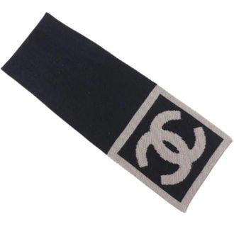 Chanel Pre-owned Foulard en Laine Soie Cachemire - Femme - Pre-owned - Noir - Taille: ONE Size