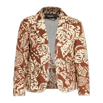 Dsquared2 Femme, Vestes, Brun, Taille: 34 FR Blazer Tailleur &agrave; Revers Ouverts