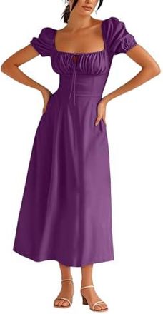 Generic Robes amincissantes 2026 pour femme, costume m&eacute;di&eacute;val &agrave; manches courtes ann&eacute;es 1700, violet, XXL