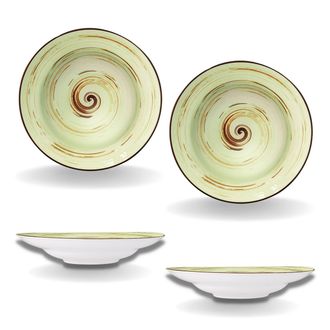 Wilmax England Wilmax | SPIRAL tiefe Teller - 2 Stück | Elegant | Modern | Langlebig | Sicher | Glasiertes Porzellan | Spülmaschinengeeignet | Für Suppen | Für Salat
