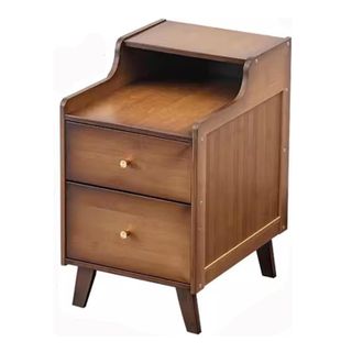 Generic Moderner Nachttisch Aus Bambus Aus Der Mitte des Jahrhunderts Mit 2 Schubladen Und Offenem Regal, Natürlicher Nachttisch for Schlafzimmer Oder (30 X 4